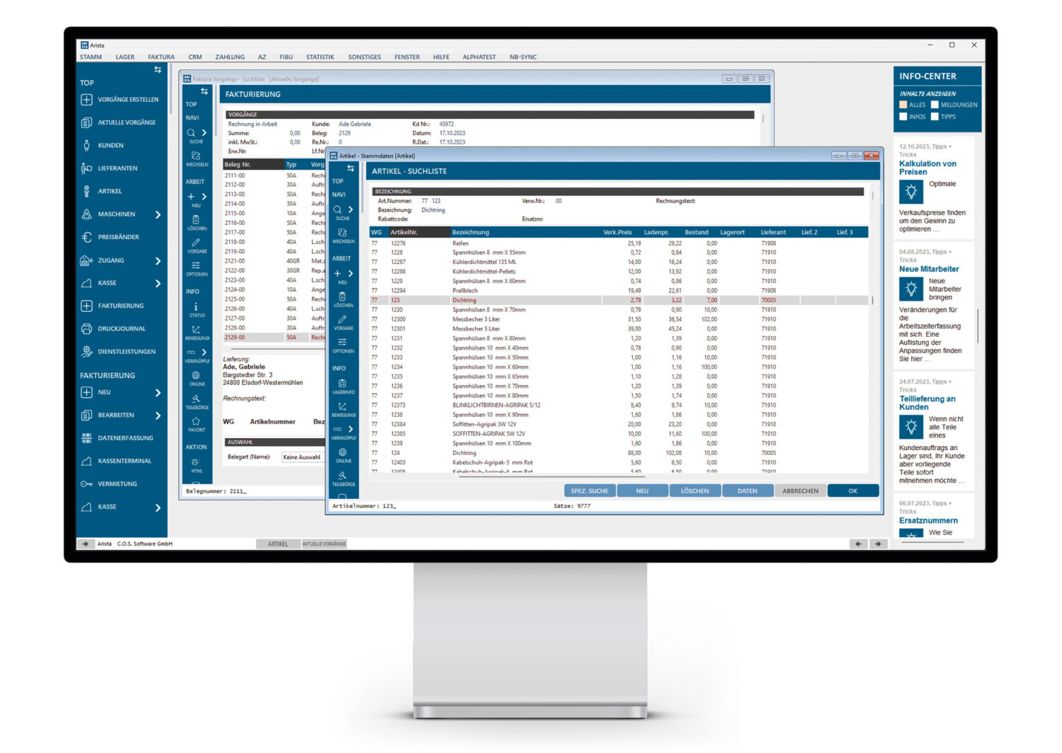 C.O.S. Software GmbH » Warenwirtschaft Arista - Die Branchensoftware